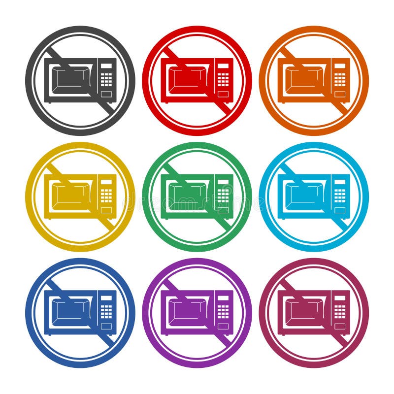 No Microwave Icon. Set Icons Colorful Stock Vector - Illustration of ...