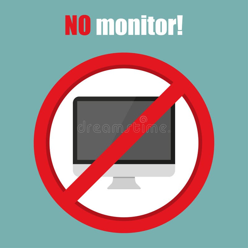 No Monitor Sign in a Flat Design. Vector Illustration Stock ...