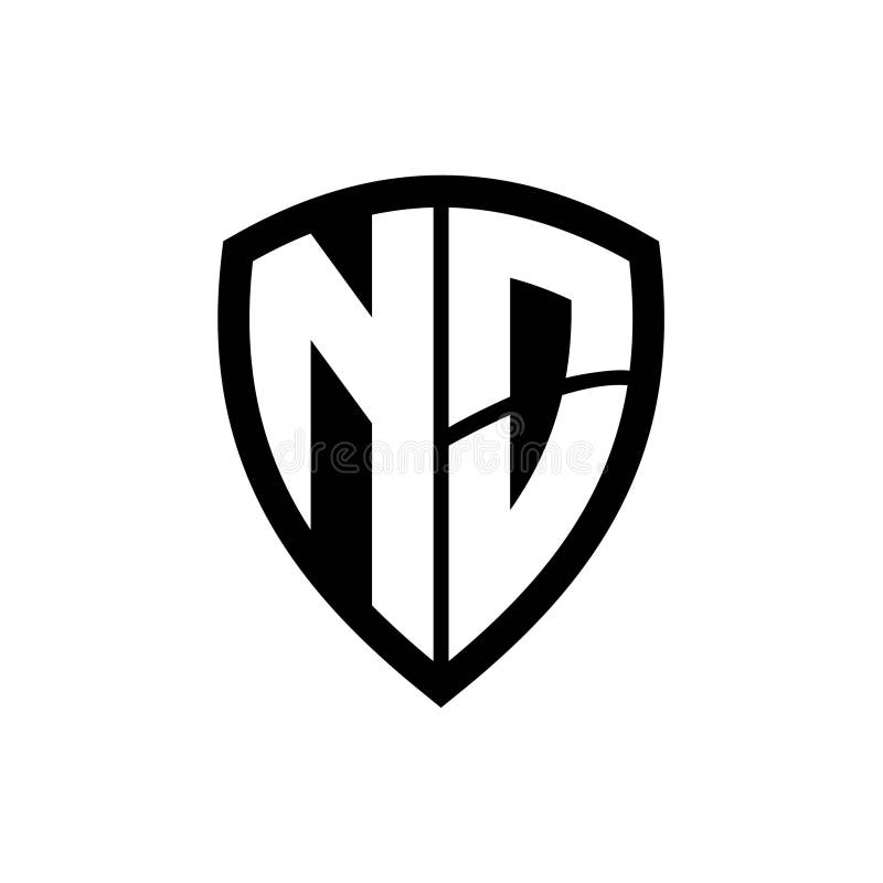 NO Monogram Logo with Bold Letters Shield Shape with Black and White ...