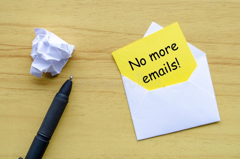 No More Emails Text on Yellow Paper in an Envelope. Resignation Concept ...