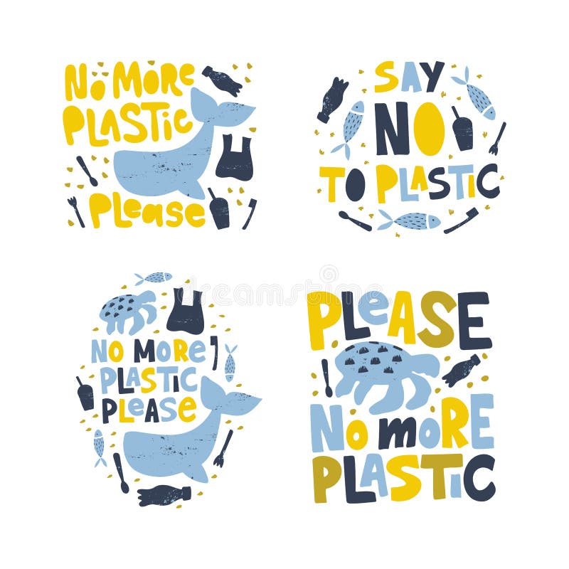 No More Plastic Please Word Concept Banner Stock Vector - Illustration ...