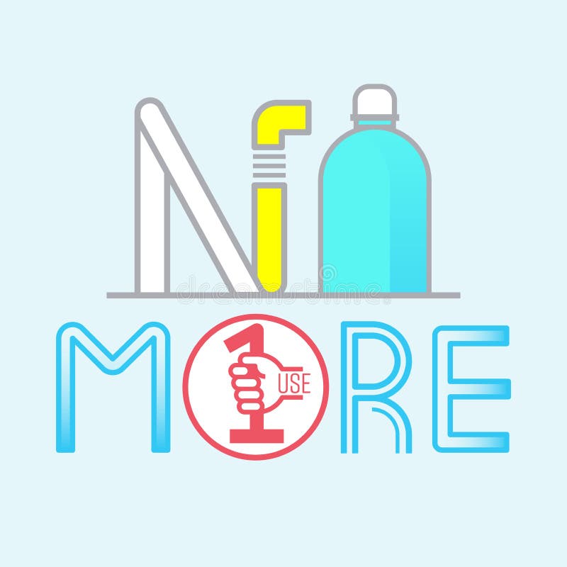 Stop Single Use Plastic Set Stock Vector - Illustration of fork ...