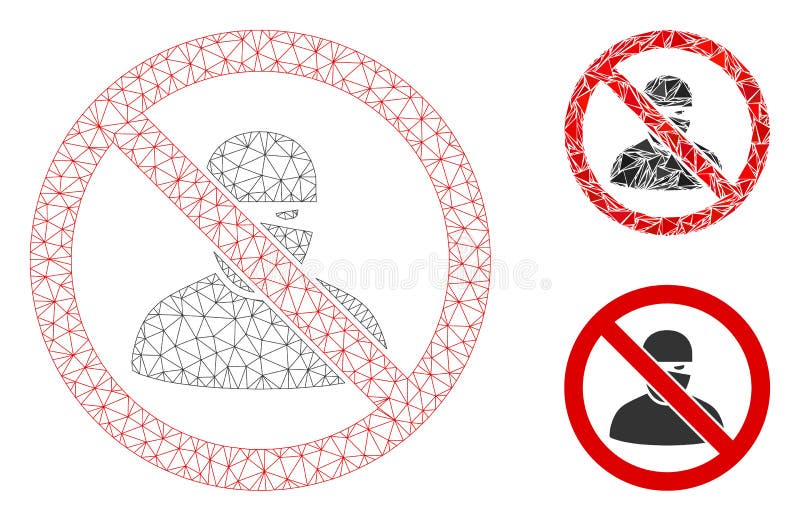 No Ninja Vector Mesh Carcass Model and Triangle Mosaic Icon Stock ...