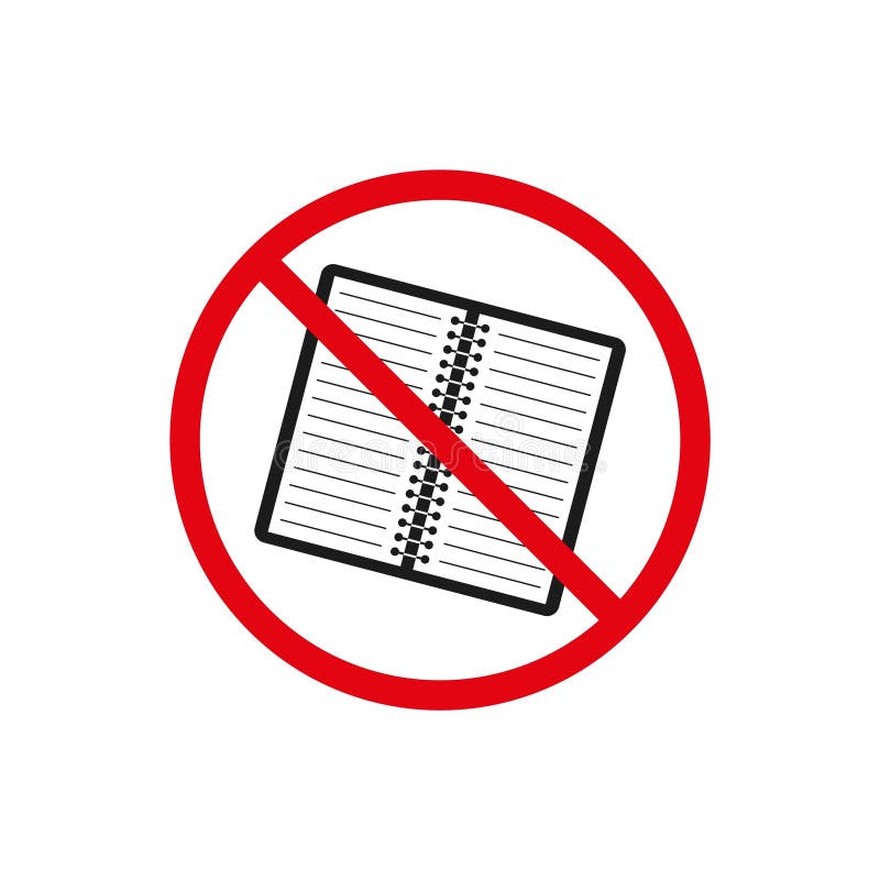 No Notebook Symbol. Spiral Bound Book Icon. Prohibited Sign ...