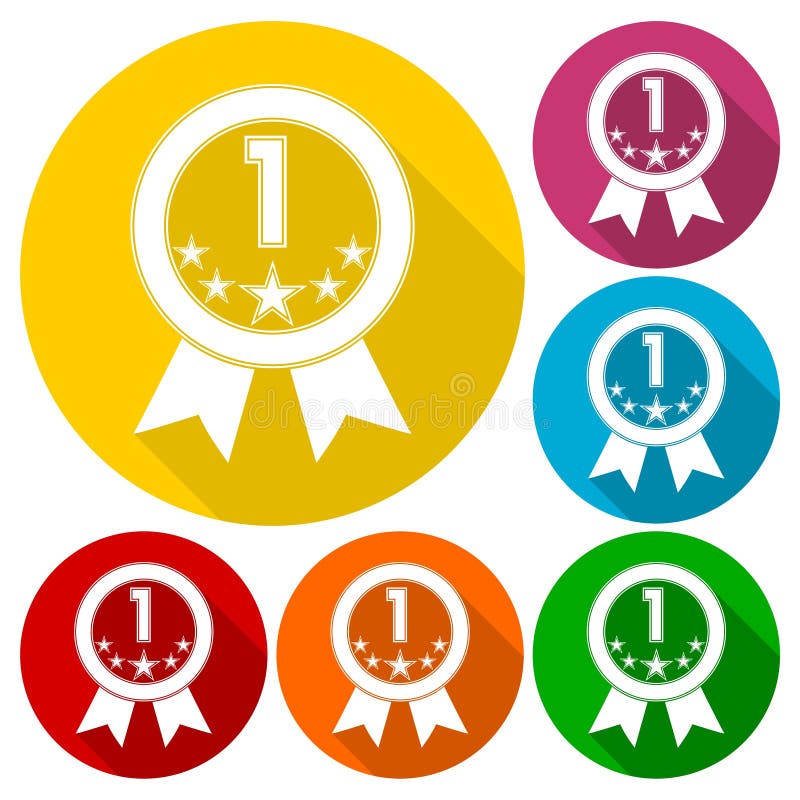 No 1 Number Icons Set with Long Shadow Stock Illustration ...