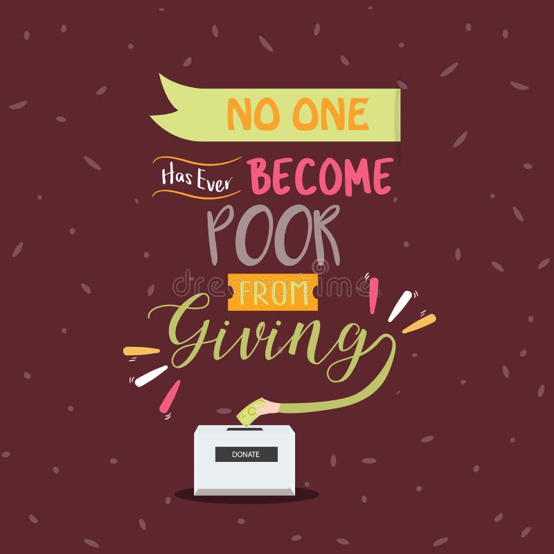 No One Become Poor from Giving Quotes Poster Motivation Text Concept ...