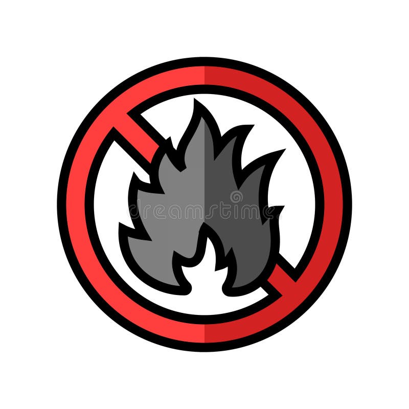 No Open Fire Flame Emergency Color Icon Vector Illustration Stock ...