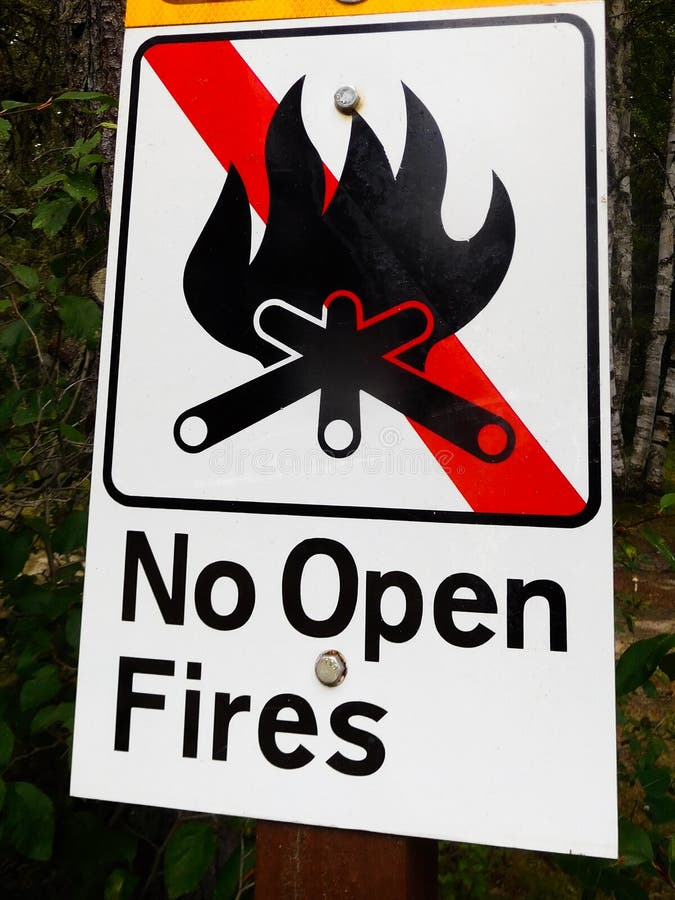 No Open Fire Sign in a Campground Stock Photo - Image of prohibit ...