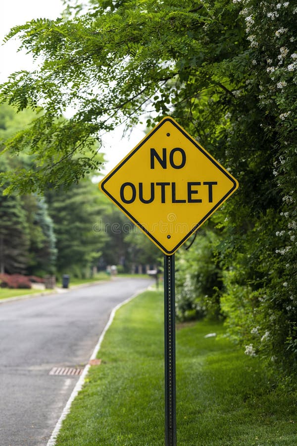 No Outlet Sign Warns Traffic. Stock Photo - Image of direction, yellow ...