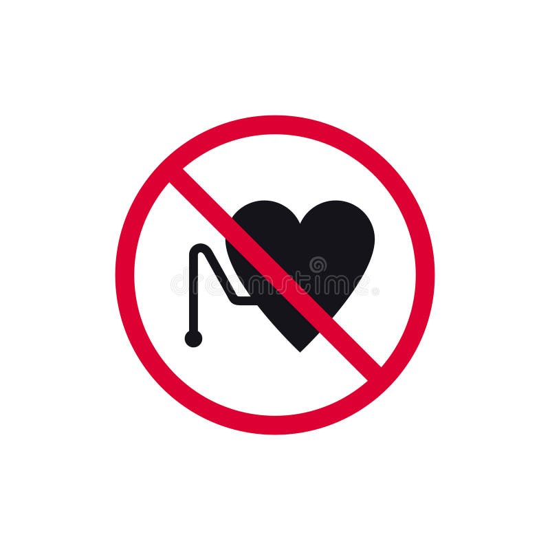 No Pacemakers Prohibited Sign, Forbidden Modern Round Sticker, Vector ...