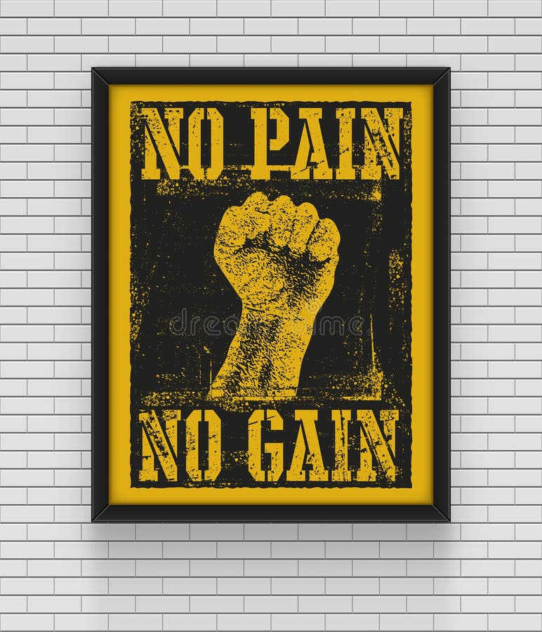 No Pain No Gain with Fist Hand Stock Vector - Illustration of card ...
