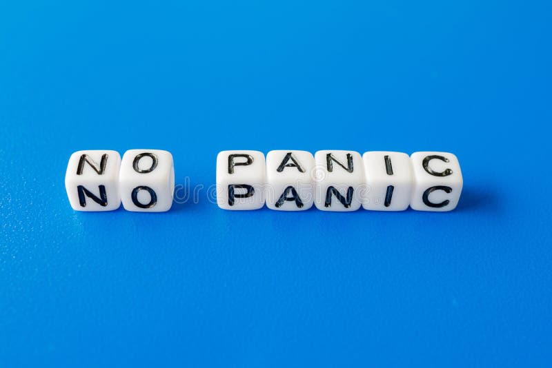No Panic Word Laid Out from White Cubes on a Blue Background Stock ...