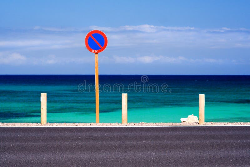 No parking at the beach stock image. Image of ocean, road - 2668319