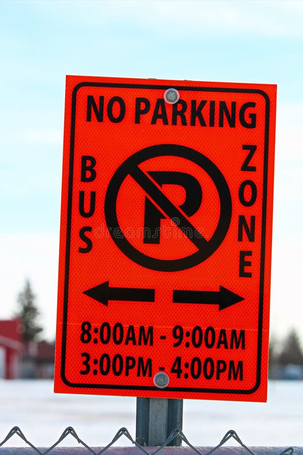 No Parking in Bus School Zone Sign with Applicable Hours Stock Photo ...