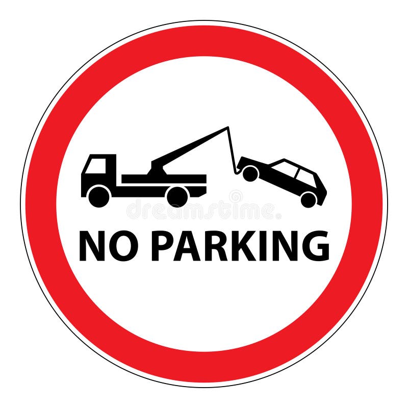 No Parking Car Tow Symbol Warning Sign Round Shape Stock Vector ...