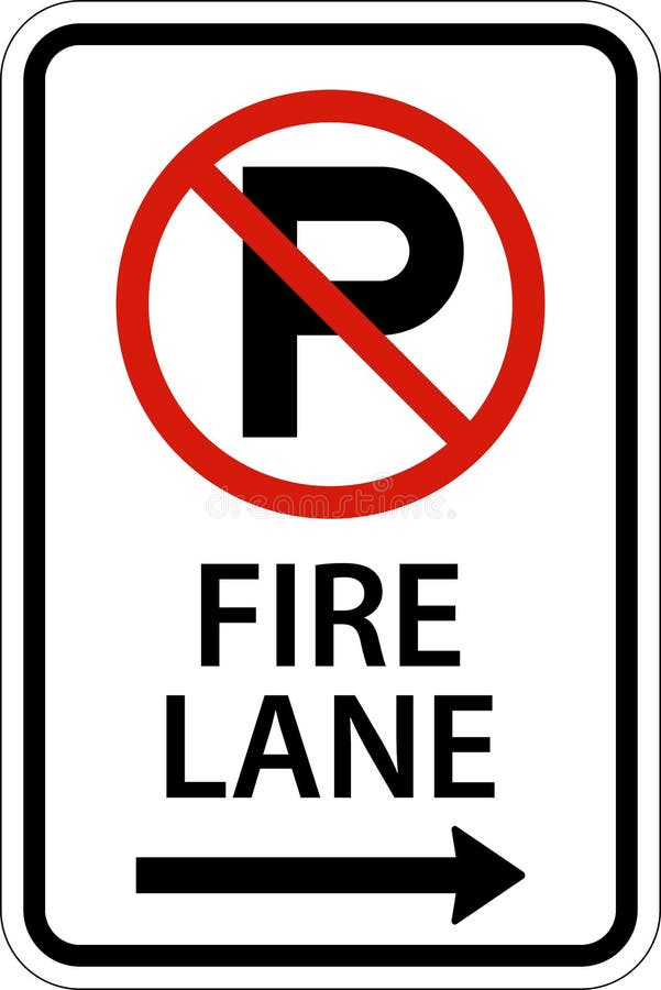 No Parking Fire Lane Right Arrow Sign on White Background Stock Vector ...