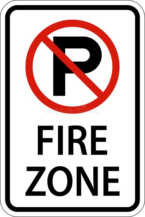 No Parking Fire Zone Sign on White Background Stock Vector ...