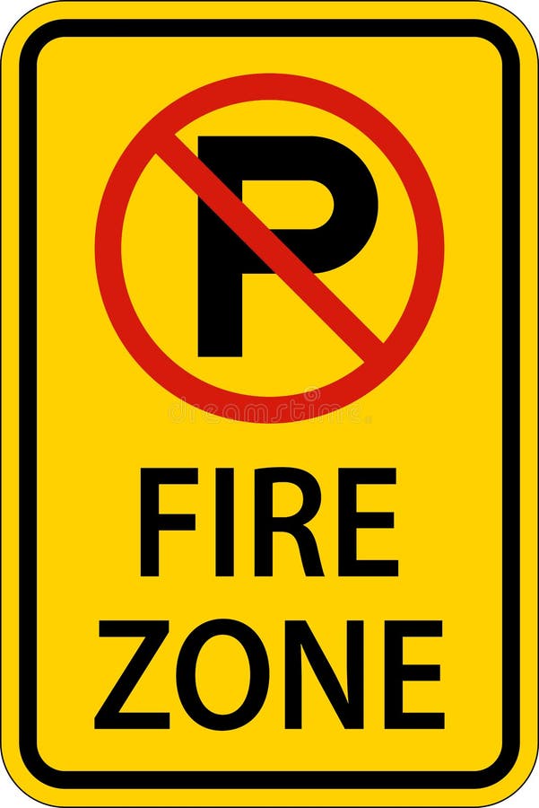No Parking Fire Zone Sign on White Background Stock Vector ...