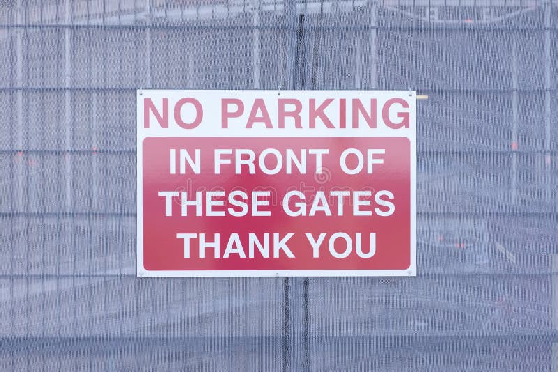 No Parking in Front of Gate 24hr Access Required Sign Stock Photo ...