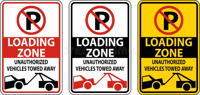 No Parking Loading Zone Sign on White Background Stock Vector ...