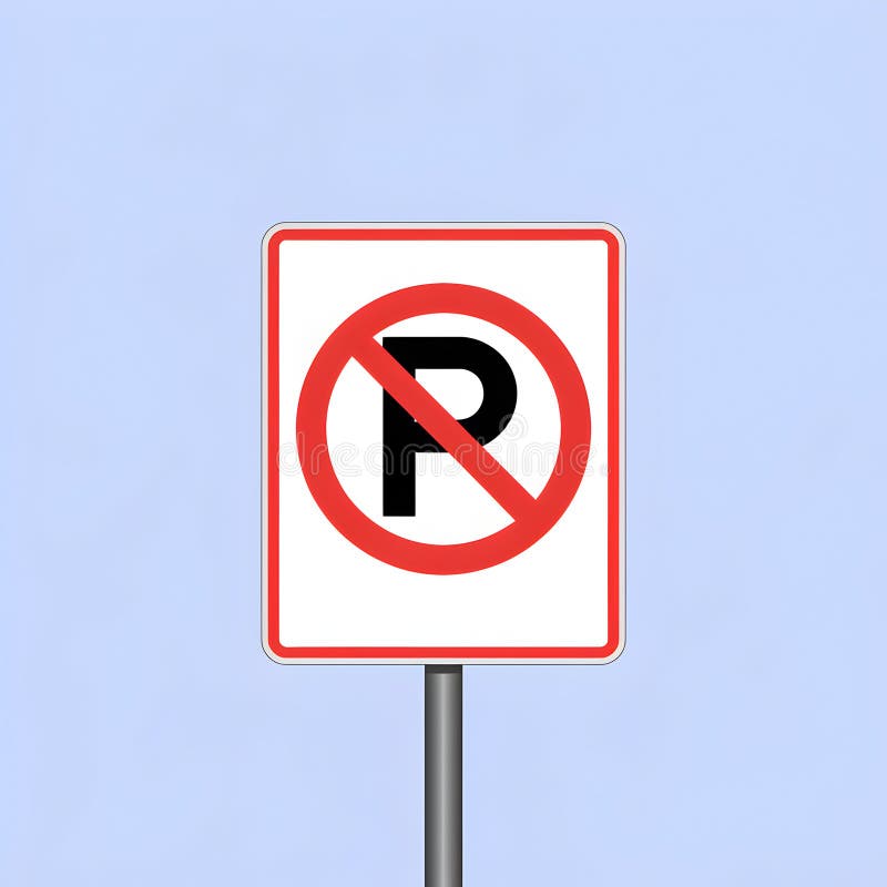 NO PARKING Red-bordered Sign, Black P Inside Red Circle, Delivers Clear ...
