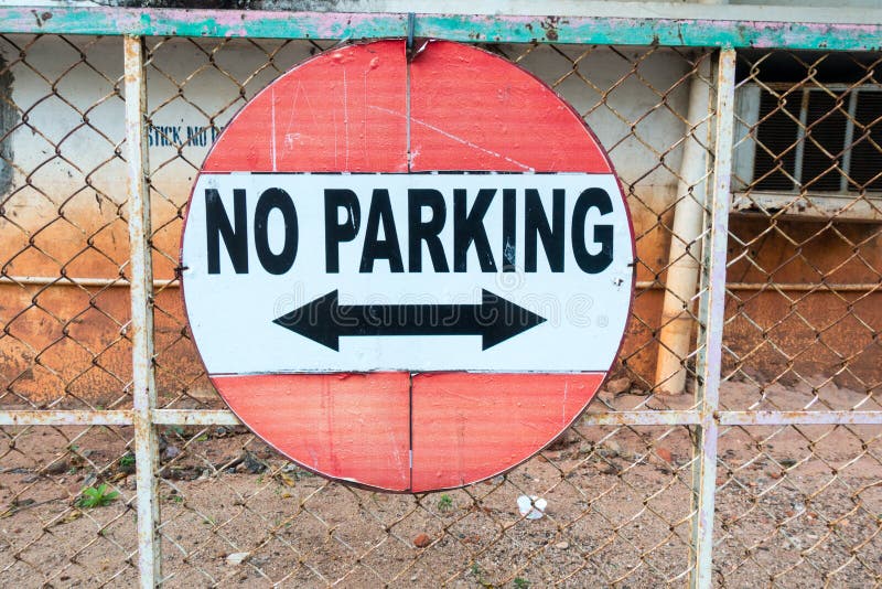 No Parking Board on the Metal Fence Stock Image - Image of sign ...