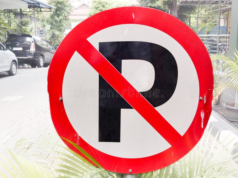 No Parking Road Sign in the Park. Stock Photo - Image of sign, parking ...
