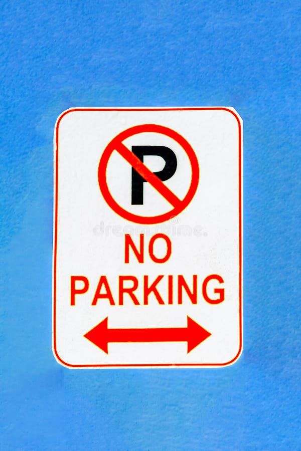 No Parking Sign with Blue Background Stock Image - Image of public ...