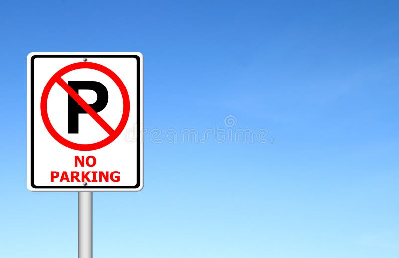 No Parking Sign with Blue Sky Stock Illustration - Illustration of ...
