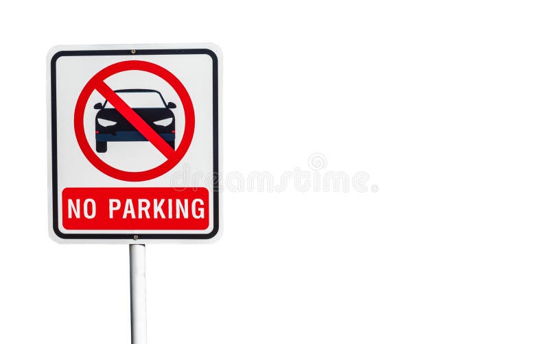 No Parking Sign on Isolated Background from White Scene Clipping Part ...