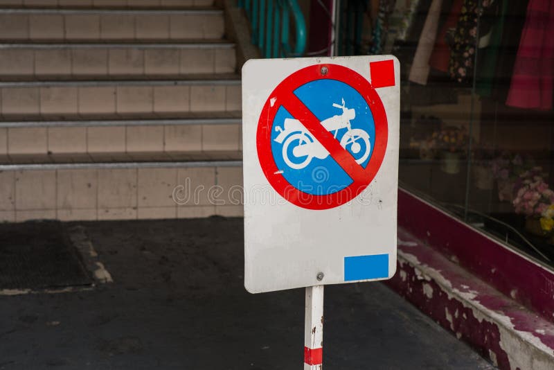 No-parking Sign for Motorcycle Stock Image - Image of prohibited, road ...