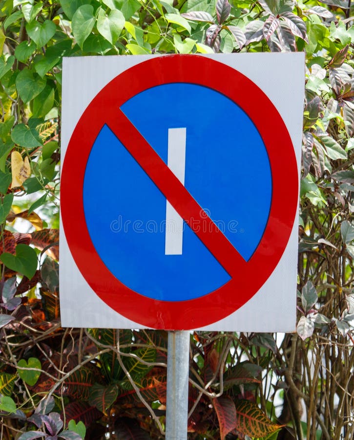 A No Parking Sign with a Red Circle and a Blue Number 1 Stock Photo ...