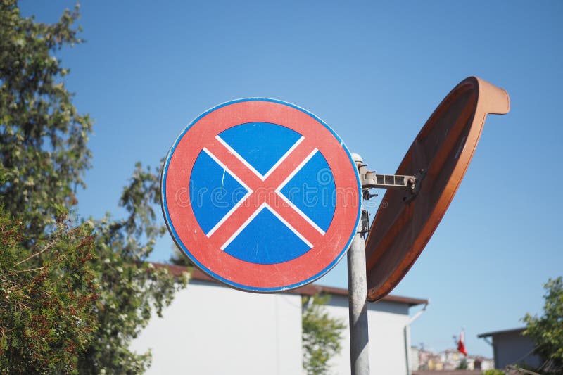 No Parking Traffic Sign Over Blue Sky Stock Image - Image of control ...