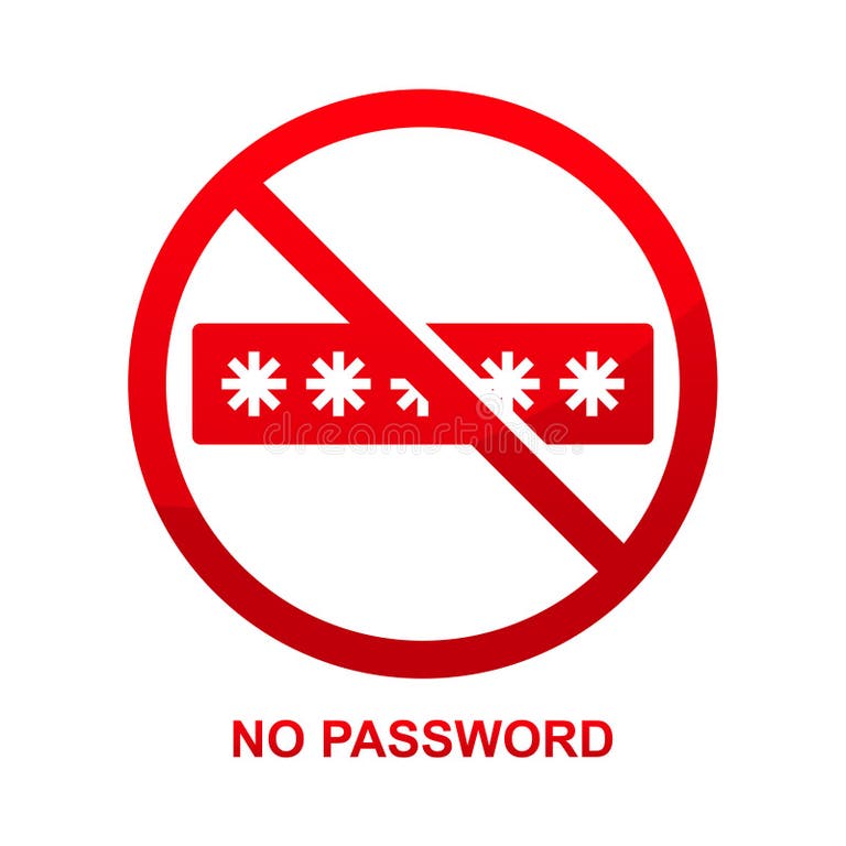 No Password Sign Isolated on White Background Stock Vector ...