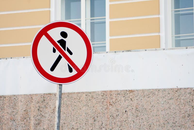No Pedestrian Traffic Sign on a Square Stock Photo - Image of rules ...