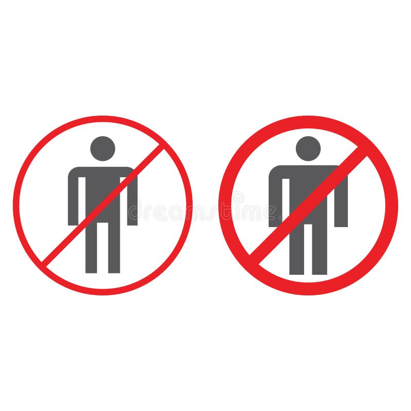 No People Glyph Icons, Prohibited and Ban, No Human Sign, Vector ...