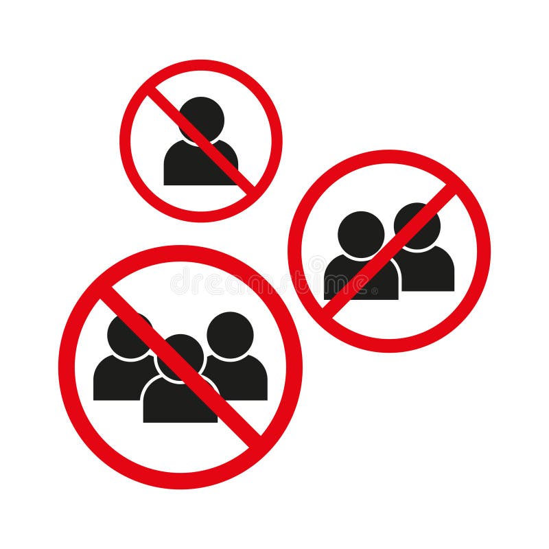 No People Sign. Group Restriction Icon. Vector Prohibition Symbol. Red ...