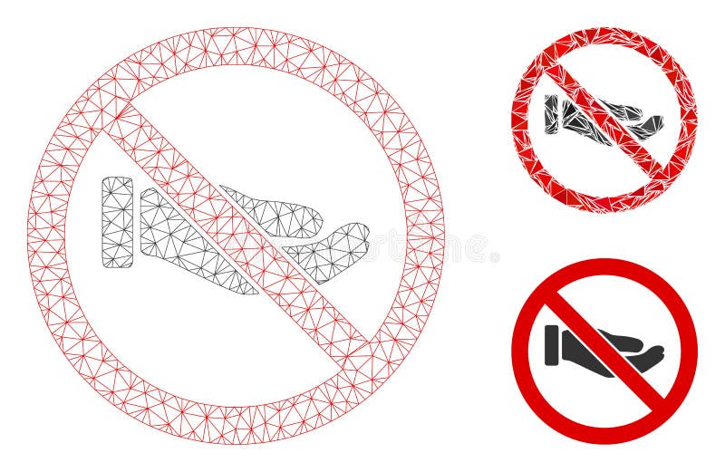 No Petition Hand Vector Mesh Network Model and Triangle Mosaic Icon ...
