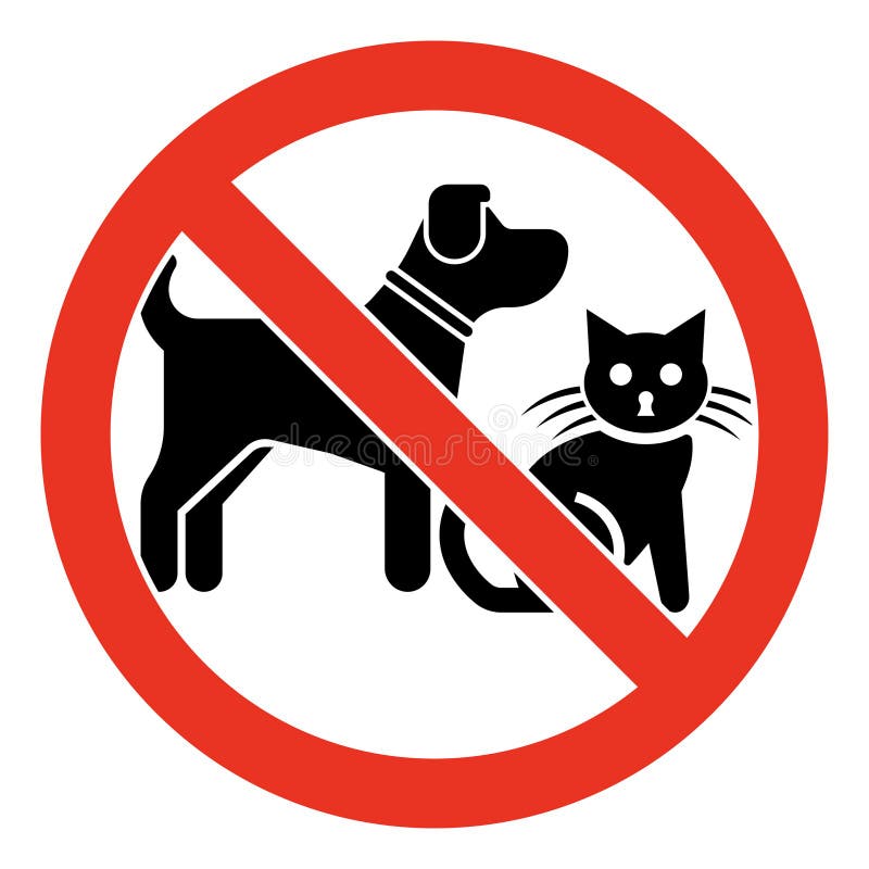 No Pets Allowed Warning Sign Featuring Black Dog and Cat Inside ...
