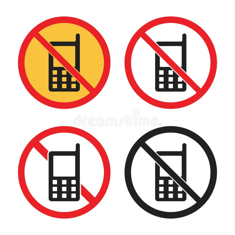 No Phone Sign, No Cell Phone Icon Set Stock Vector - Illustration of ...
