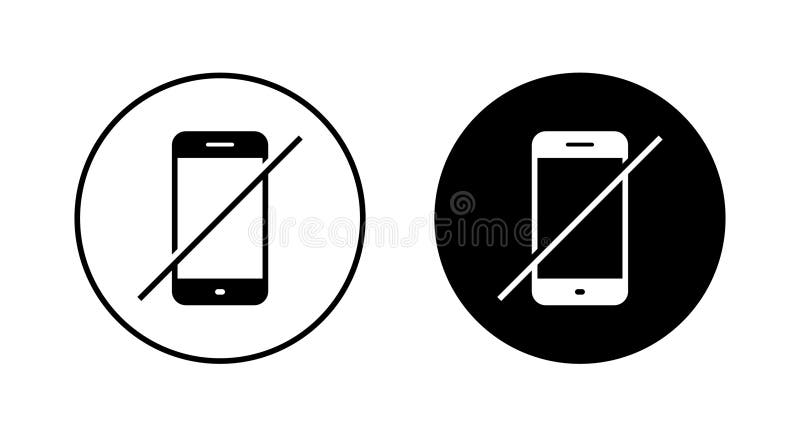 No Phone Sign Icon on Black Circle. Off Cellphone Symbol Stock ...