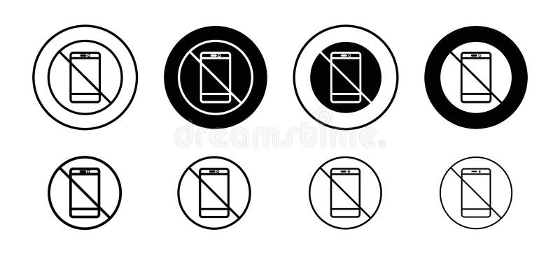 No Phone Vector Icon Set Collection. No Phone Outline Flat Icon Stock ...