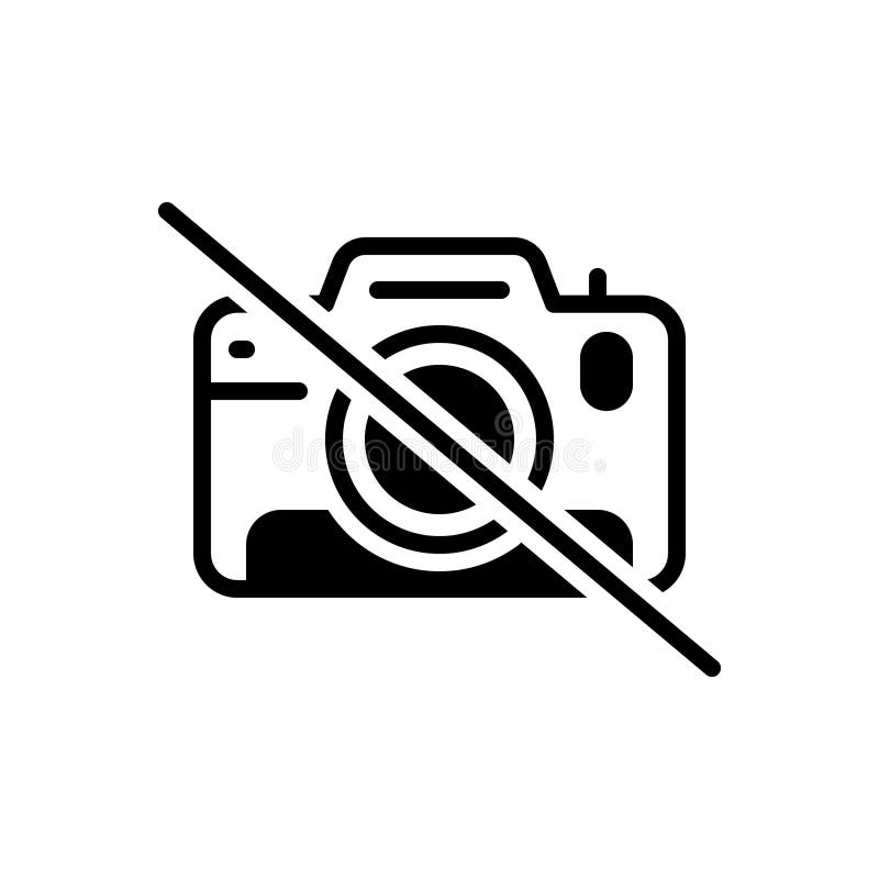 Black Solid Icon for No Photo, Prohibited and Camera Stock Illustration ...