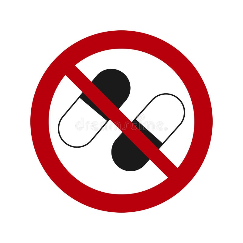 No Pills Allowed Symbol Isolated on a White Stock Vector - Illustration ...