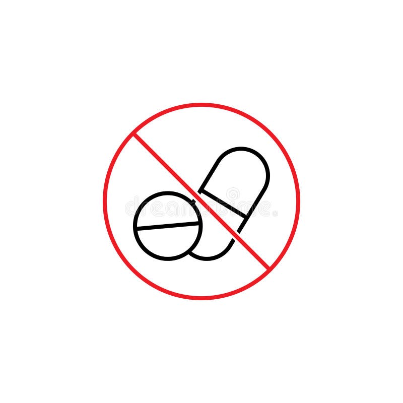 No Pills Sign on White Background Stock Illustration - Illustration of ...