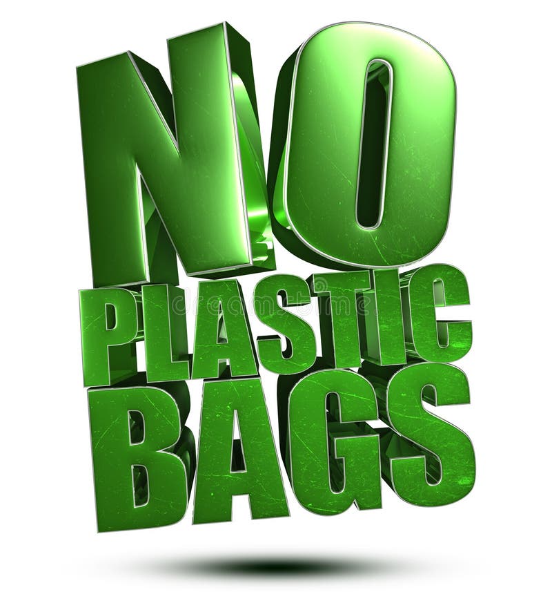 Say No To Plastic Bags Sign With Ecobag. Green Canvas Ecobag In Flat ...