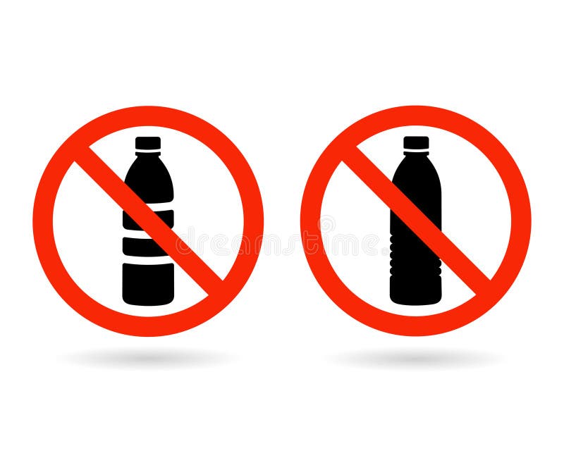 No Plastic Bottle Vector Sign. Stop Plastic Contamination Stock Vector ...