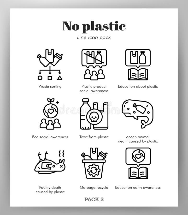 No plastic icons Line pack stock vector. Illustration of learning ...