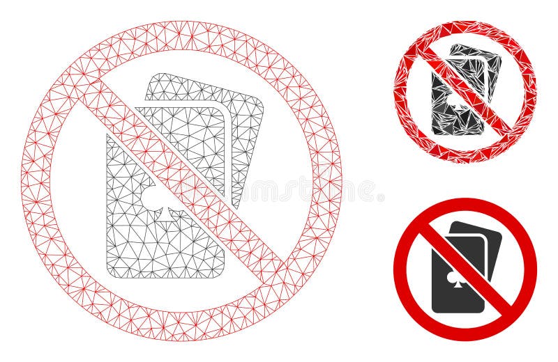 No Playing Cards Vector Mesh Network Model and Triangle Mosaic Icon ...