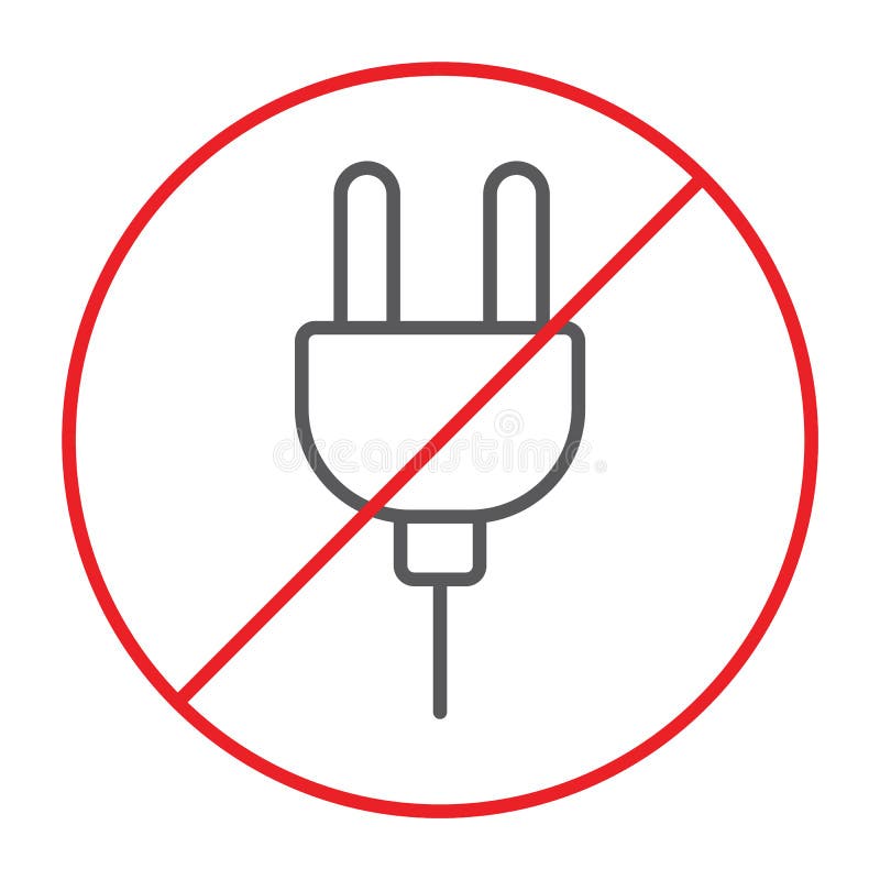 Do Not Plug Line Icon, Prohibition Sign, Forbidden Stock Vector ...